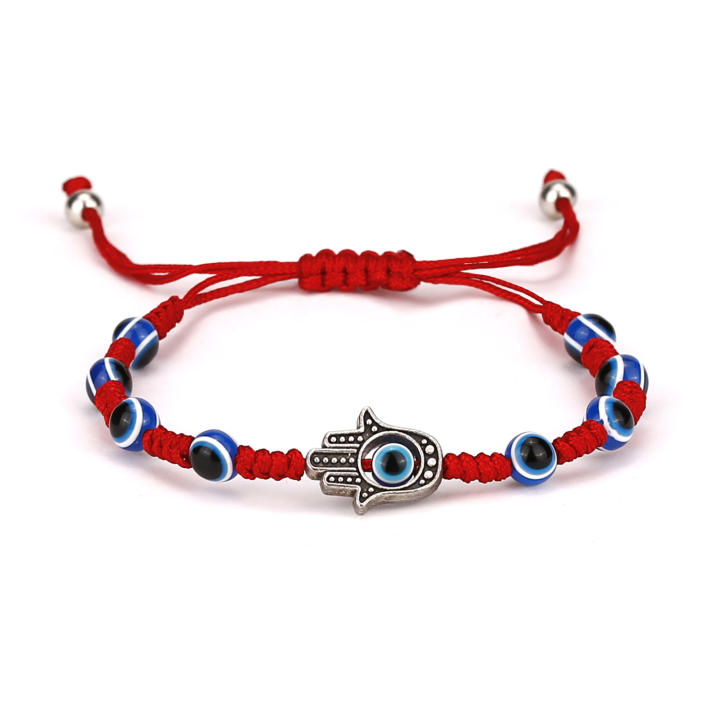 Pulsera de mano de Fátima para mujer, brazalete de cuerda trenzada hecha a mano con diseño de ...