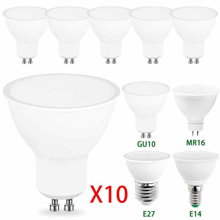 Bombilla LED GU10, E27, E14, MR16, GU5.3, 6W, 220V, 10 piezas | Miravia
