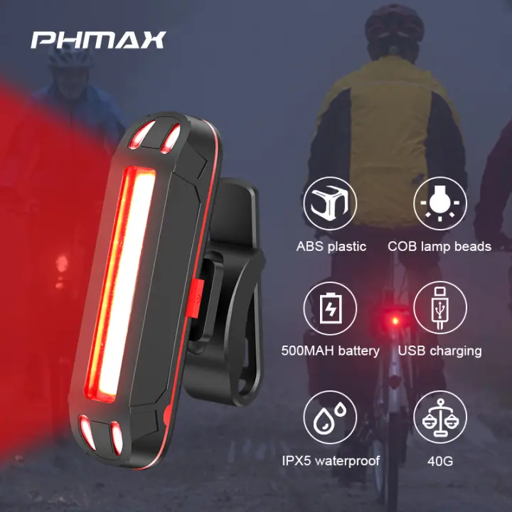 PHMAX-luz trasera IPX-5 para bicicleta, lámpara LED de advertencia de ...