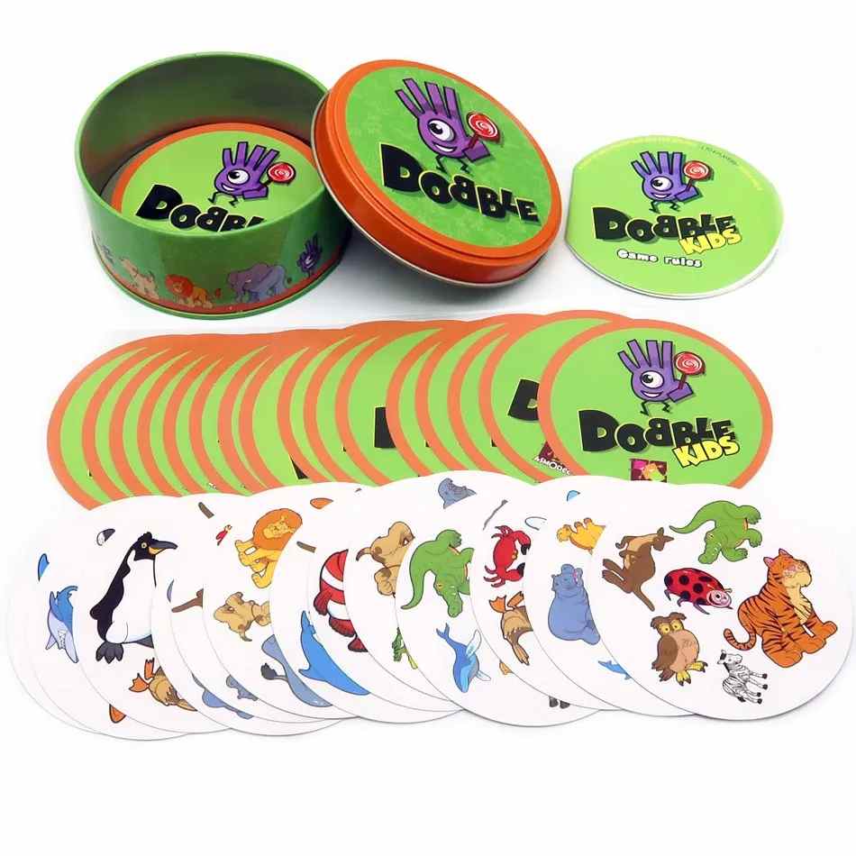 Dobble Jurassic World-juego de cartas doble, 30/55 piezas, HP, animales ...