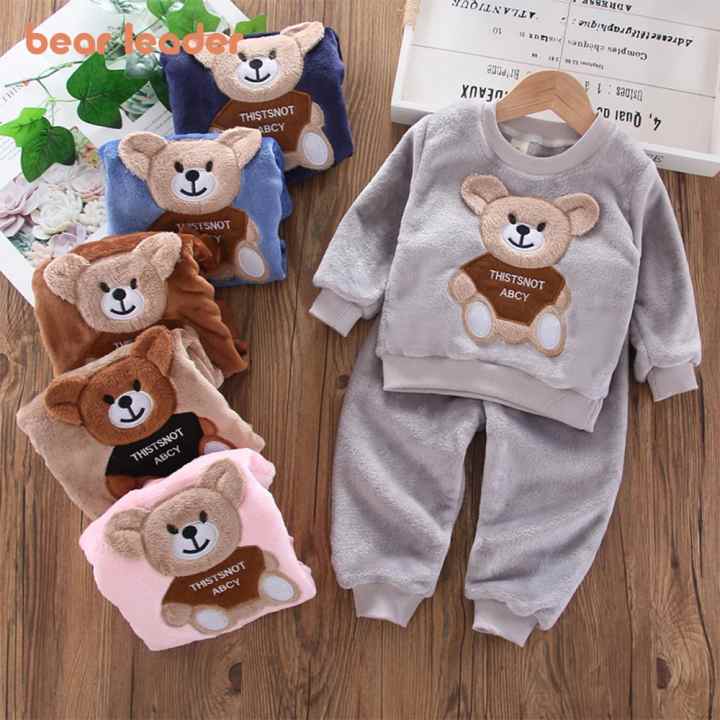 Bear Leader-Conjunto de ropa de casa de franela para niñas, Sudadera ...