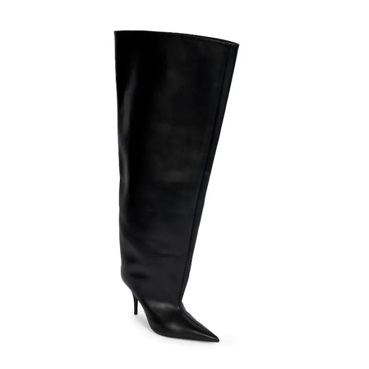 Botas puntiagudas hasta la rodilla para mujer, tacón alto delgado ...