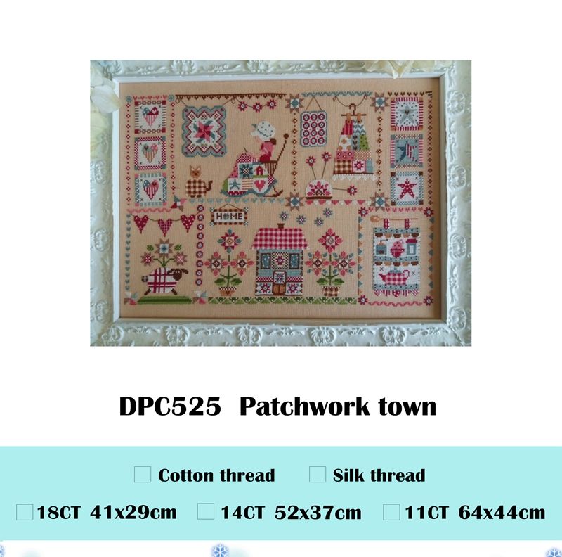Conjuntos de bordado de punto de cruz de Patchwork town, diseño de ...