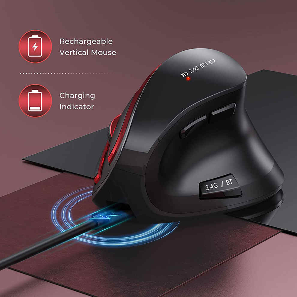 Vogek-ratón Vertical inalámbrico con Bluetooth, Mouse ergonómico ...