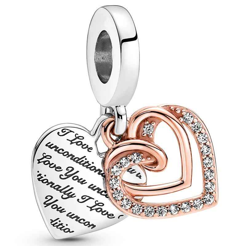 Colgante de plata de ley 925 auténtica para mujer, dije con corazones ...