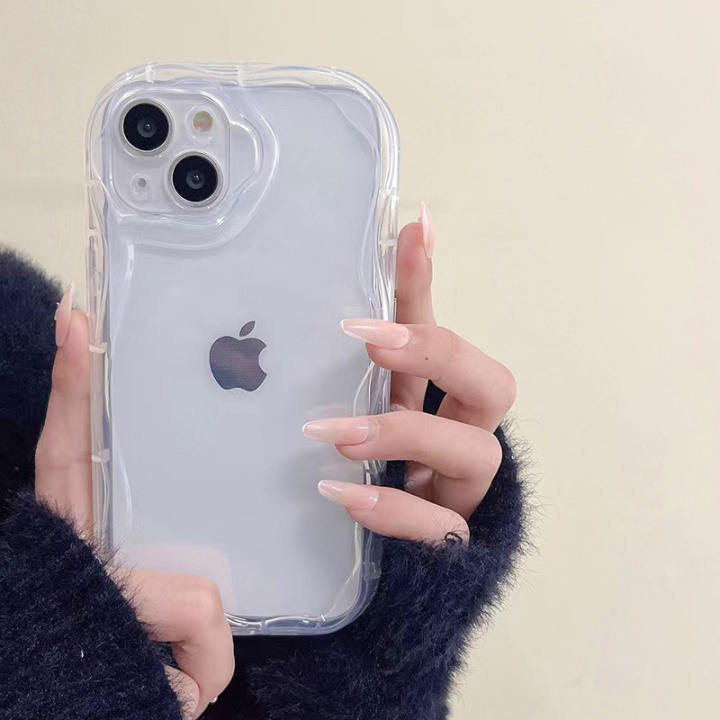 Funda con marco de onda rizada para Iphone, carcasa bonita de estilo ...