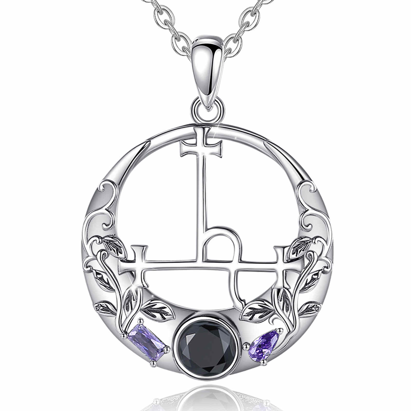 Eudora-Collar de plata de ley 925 con sello de luna de Lilith Sigil ...
