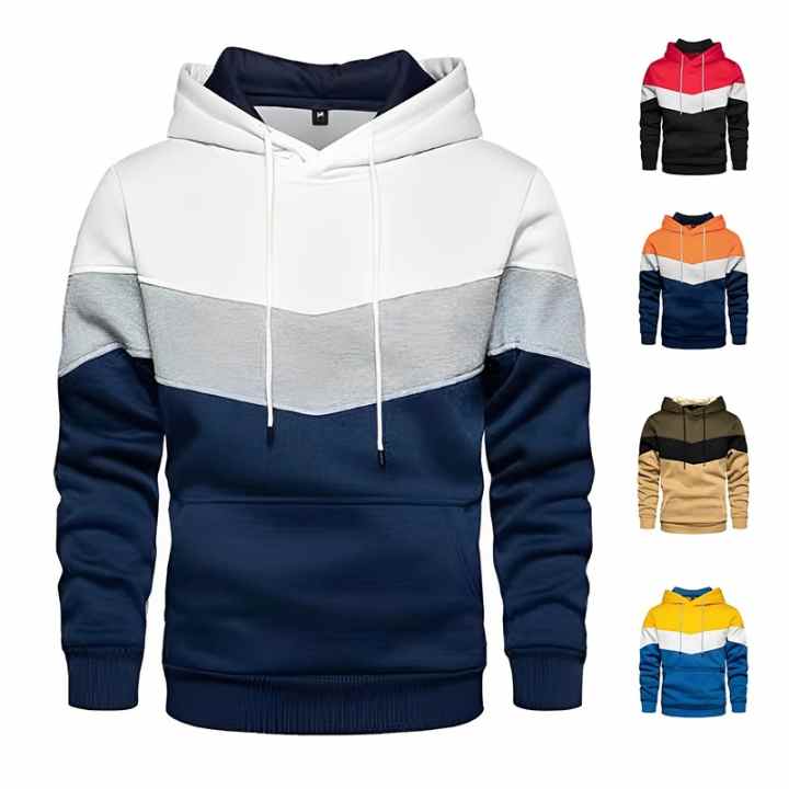 Sudadera con capucha de retales para hombre, ropa deportiva informal ...