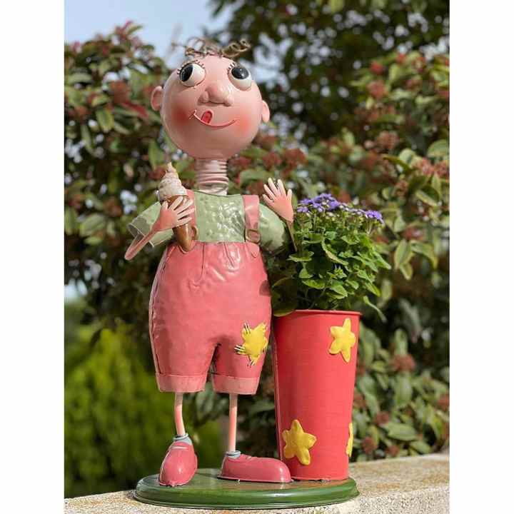 CAPRILO REGALOS & DECORACIÓN Figura Decorativa de Metal con Macetero ...