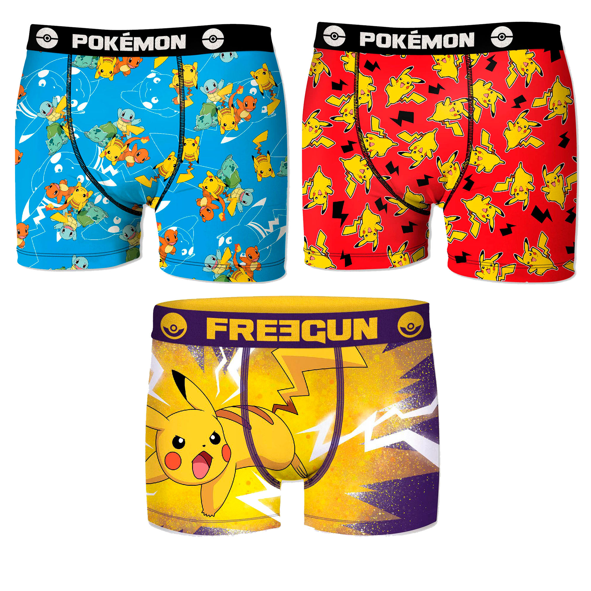 Pack de 3 calzoncillos boxer POKEMON infantiles estampados en varios ...