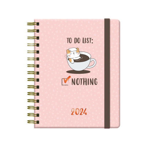 Agenda 2024 random semana vista 15 x 21 cm modelo "cat" dohe 12768 - 24 ...