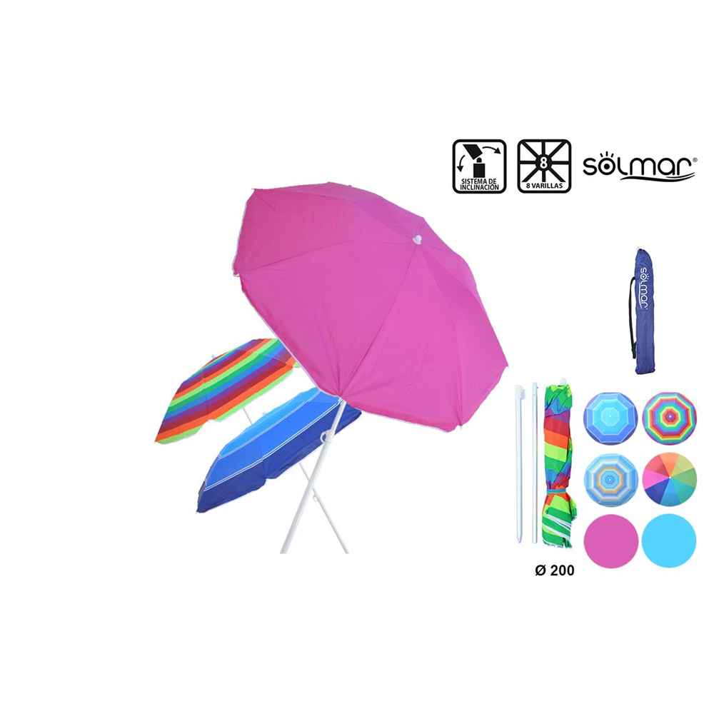 Parasol Aluminio 200 Cm 8 Varillas De Fibra Tubo 22 25 Mm Tela Oxford Parasol Aluminio 200 Cm 8 Varillas De Fibra Tubo 22 25 Mm Tela Oxford