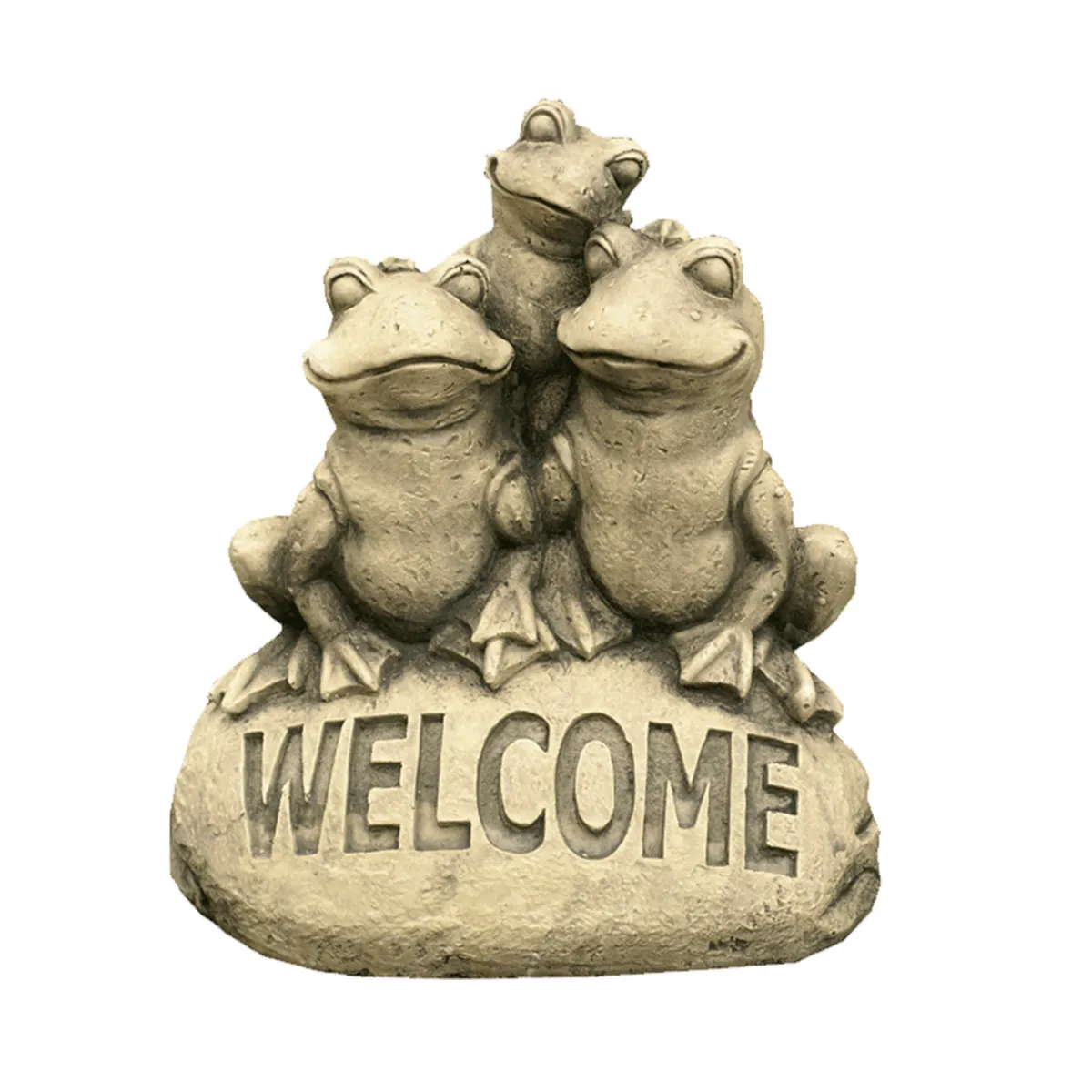 ESCULTURA DE PIEDRA WELCOME RANAS 26X20X30CM. | Miravia