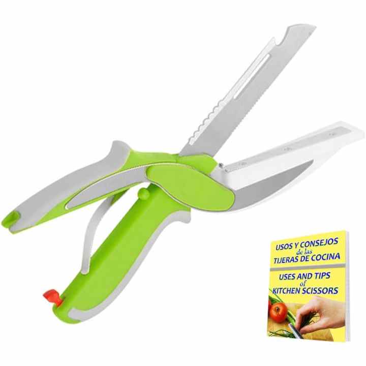 Tawis Tijeras cocina con tabla de cortar profesional de acero inoxidable con funcion cuchillo ...
