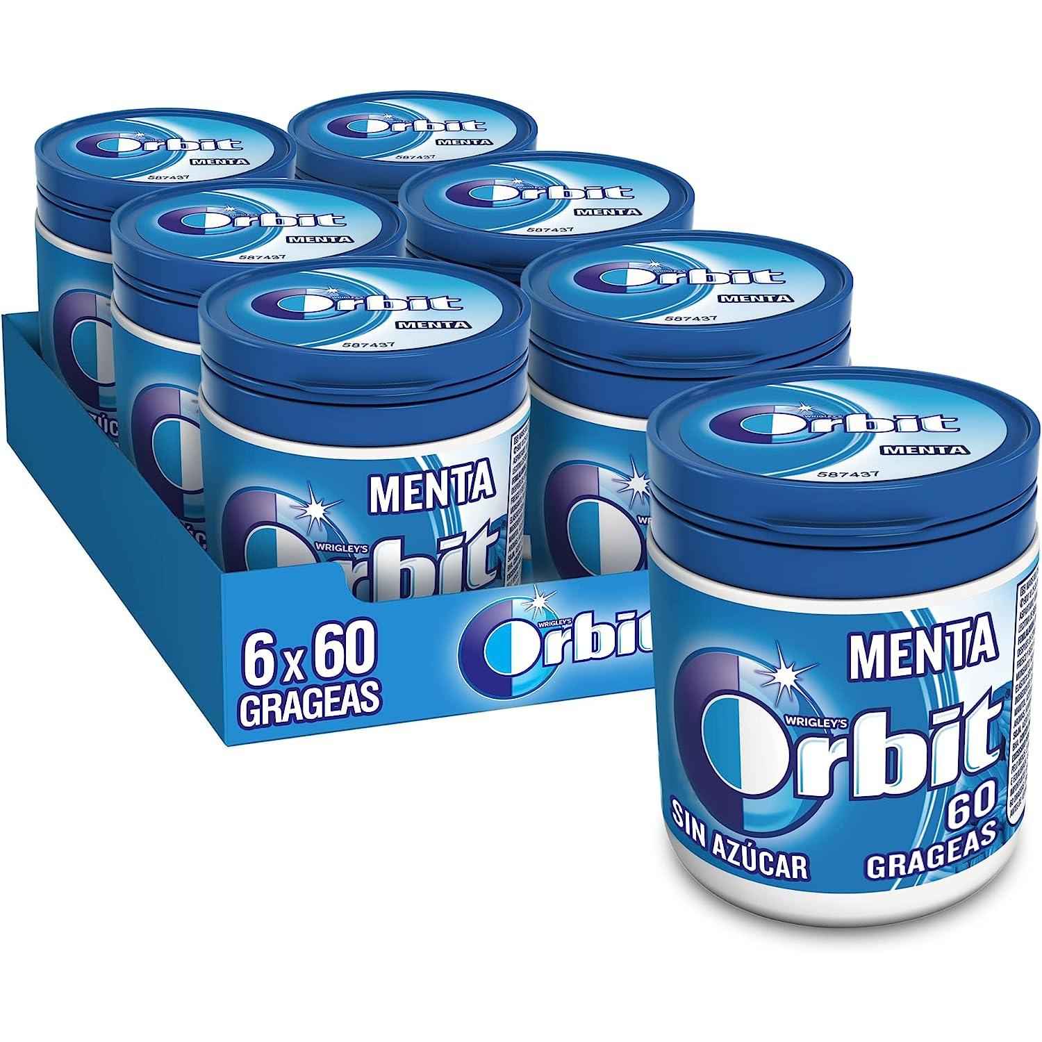 Orbit Bote de Chicles sin Azúcar, sabor Menta. Intenso y de Larga ...