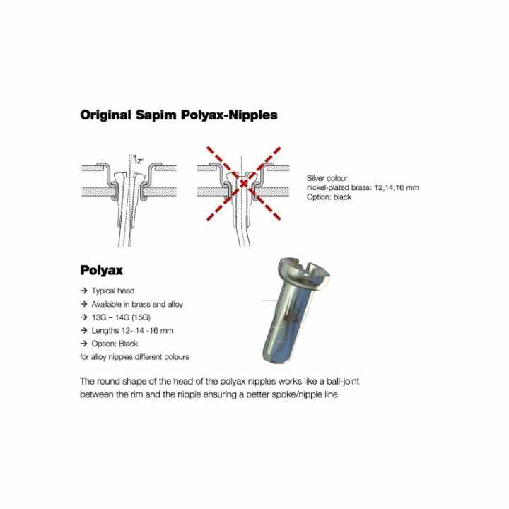 Sapim - Spoke nipple 14 Polyax 14mm silver brass (100pcs) | Miravia