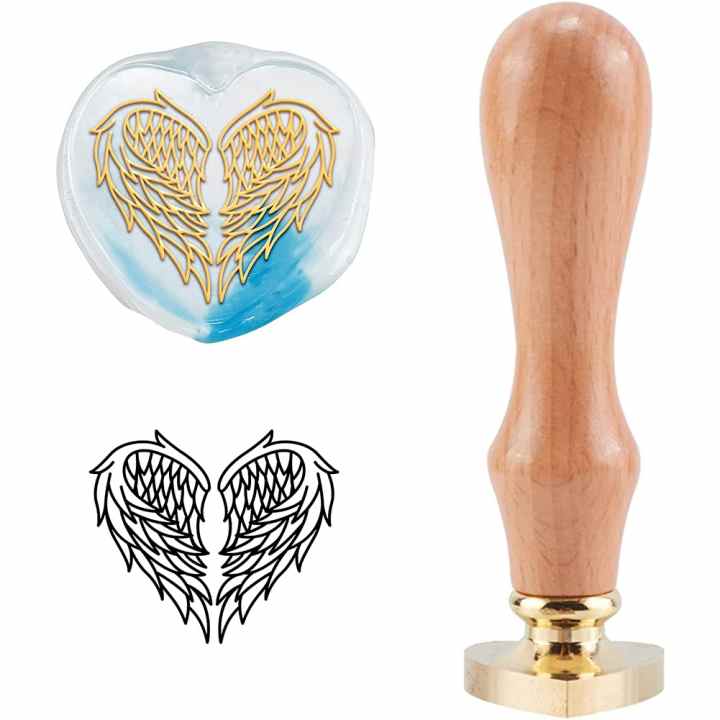 Sello de cera de ángel en forma de corazón, sello de sellado de cabeza ...