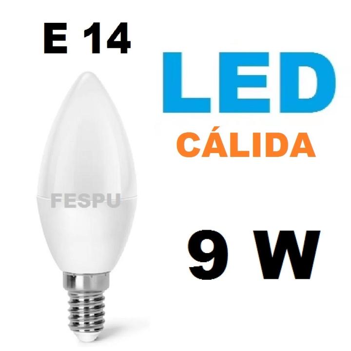 BOMBILLA LED,CASQUILLO PEQUEÑO E14 ,LUZ Cálida, 9W, FORMA VELA ...