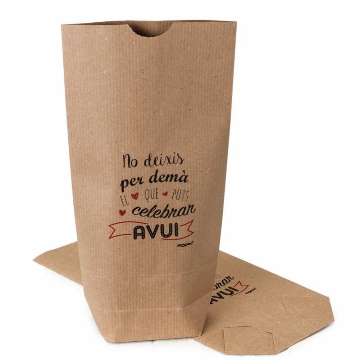 Bolsa Kraft No deixis per demà,rojo 12x22,5cm. min.25 25 unidades | Miravia