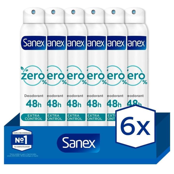 Desodorante spray Sanex Zero% Extra Control protección 48h 200ml. Pack ...
