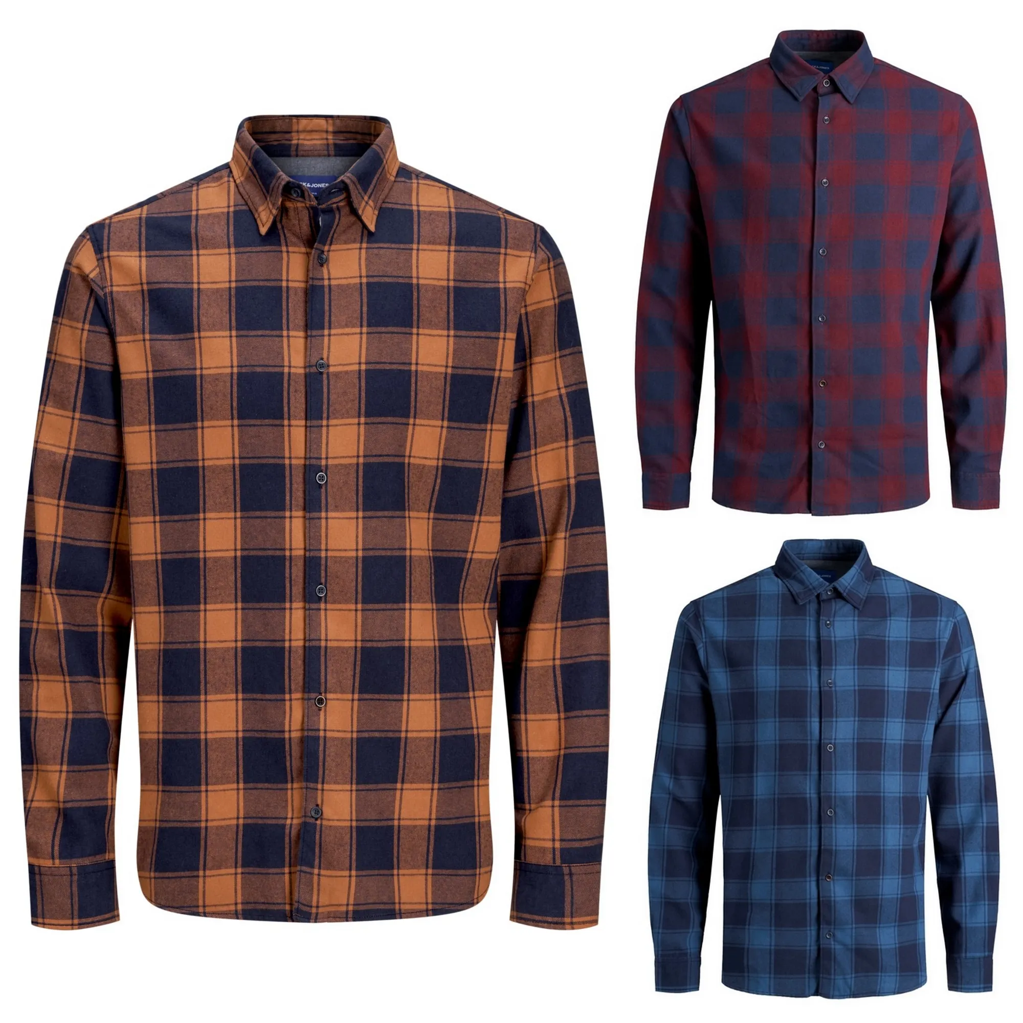 JACK&JONES Hombre Camisa Larga Corta Vestir Casual cuadros slim fit ...