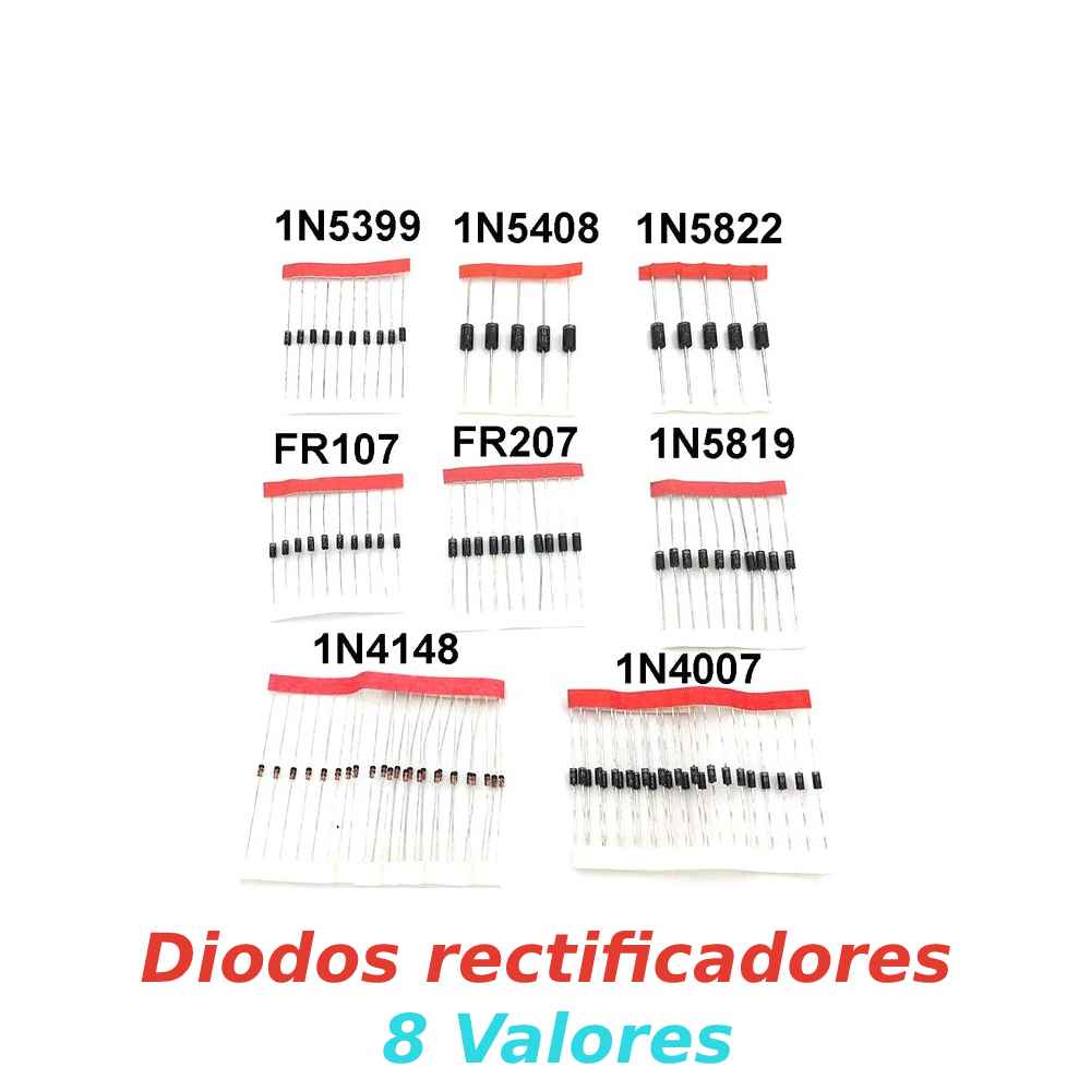 100x Diodo rectificador 1N4007,1N4148,1N5399,1N5408,1N5819,1N5822,FR107,FR207 | Miravia