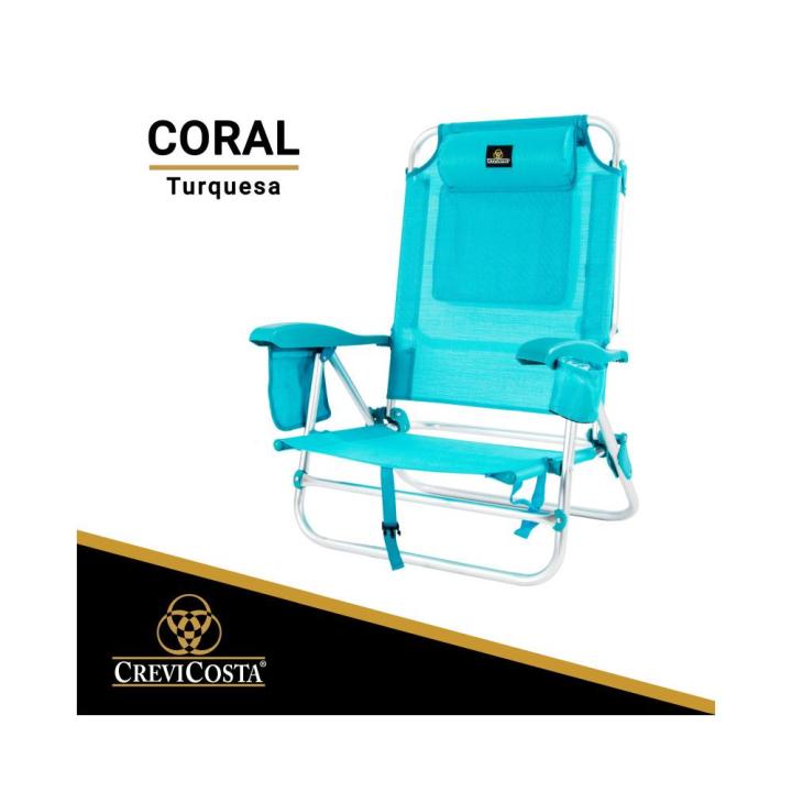 Silla Coral 2108 Turquesa Silla De Playa Plegable Con Reposabrazos