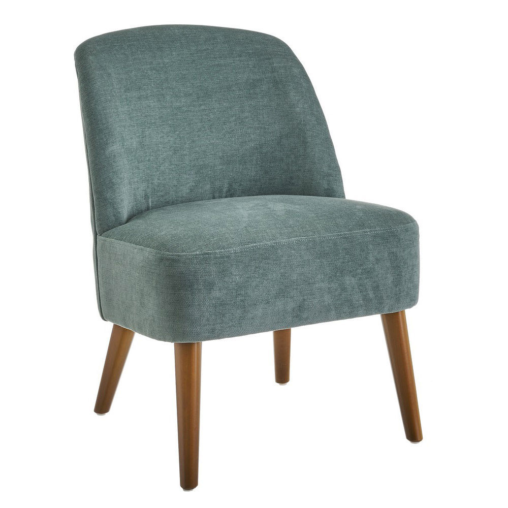 LOLAhome Sillón verde butaca de chenilla y madera tapizado de 52x58x71 ...