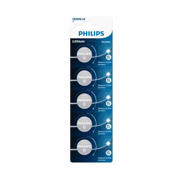 Pilas de botón de litio de PHILIPS CR2016, DL2016 de 3V, 1 blister de 5 pilas | Miravia