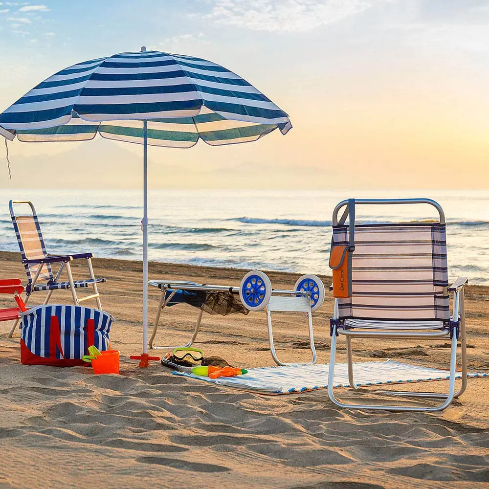 Silla de Playa Plegable, Silla de playa Aluminio y Textileno, Multiposiciones Reclinable ...