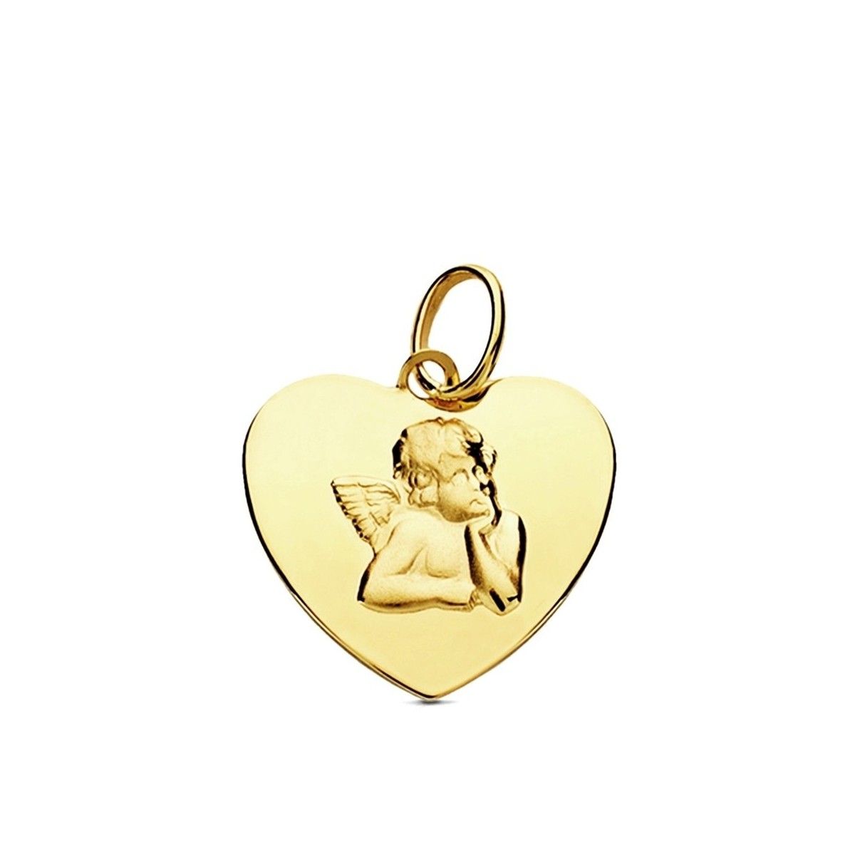 Colgante oro 9k corazón angelito 14mm. [AB3253] | Miravia