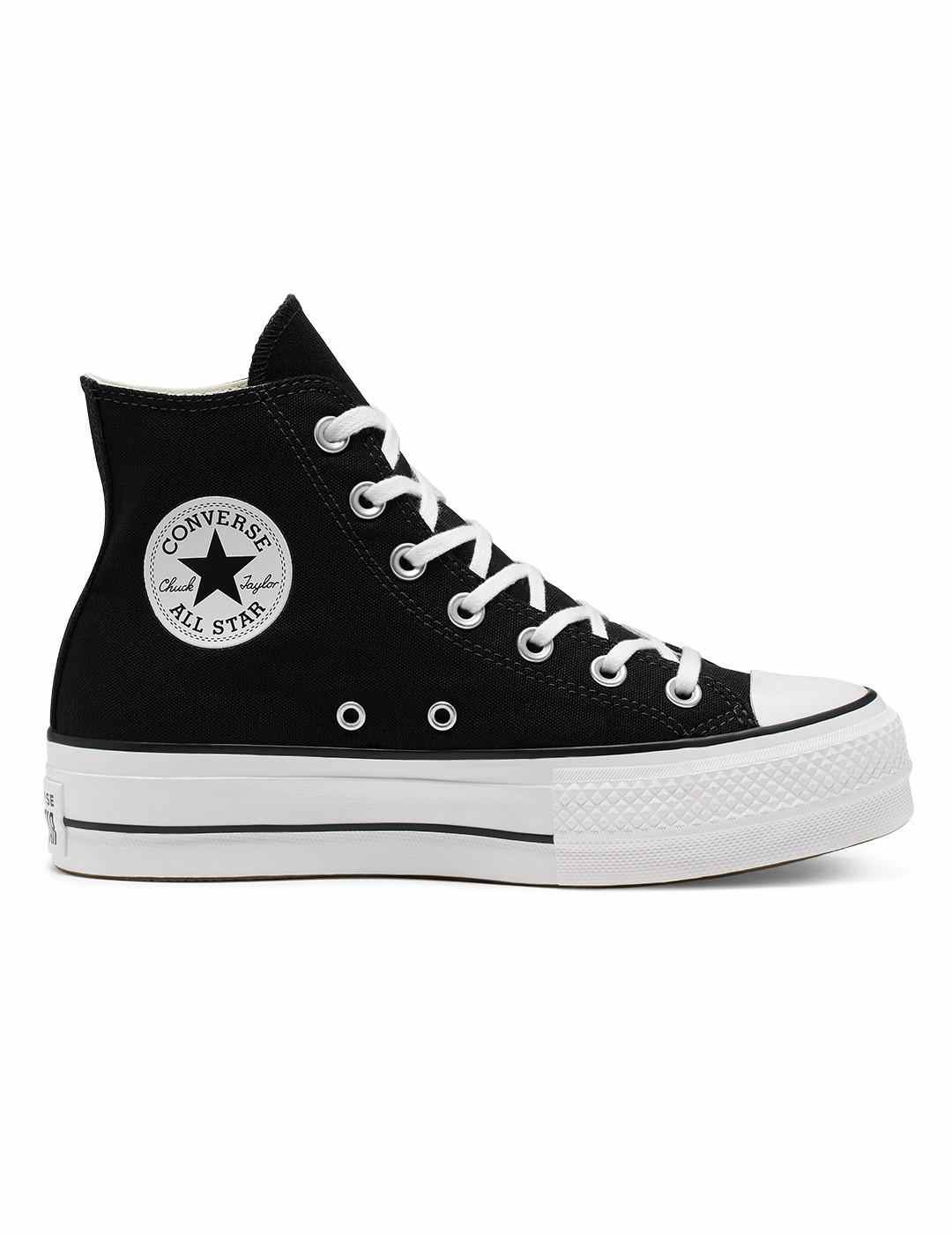 Zapatilla Converse Platform Alta Lona Negro/Blanco | Miravia