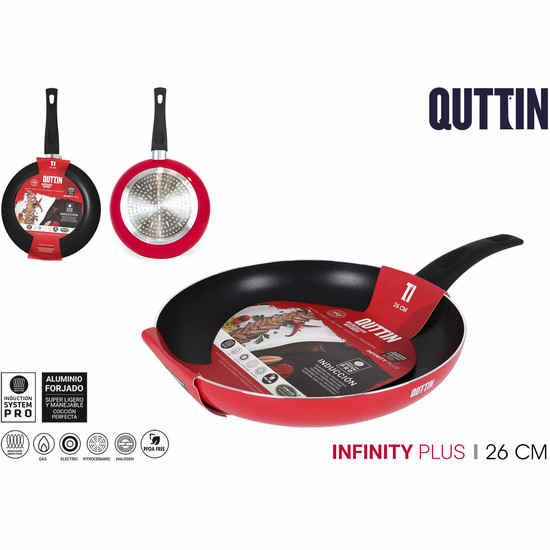 QUTTIN | SARTÉN 26CM ALUMINIO FORJADO ROJA COLECCIÓN INFINITY PLUS ...