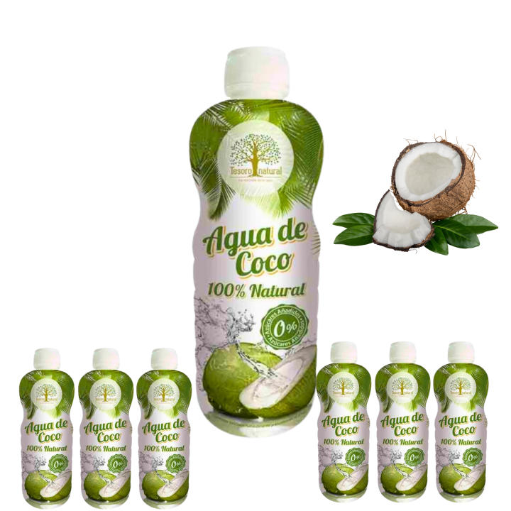 6 BOTELLA DE COCONUT WATER 500ML TESORO AGUA DE COCO 100% NATURAL DE ...