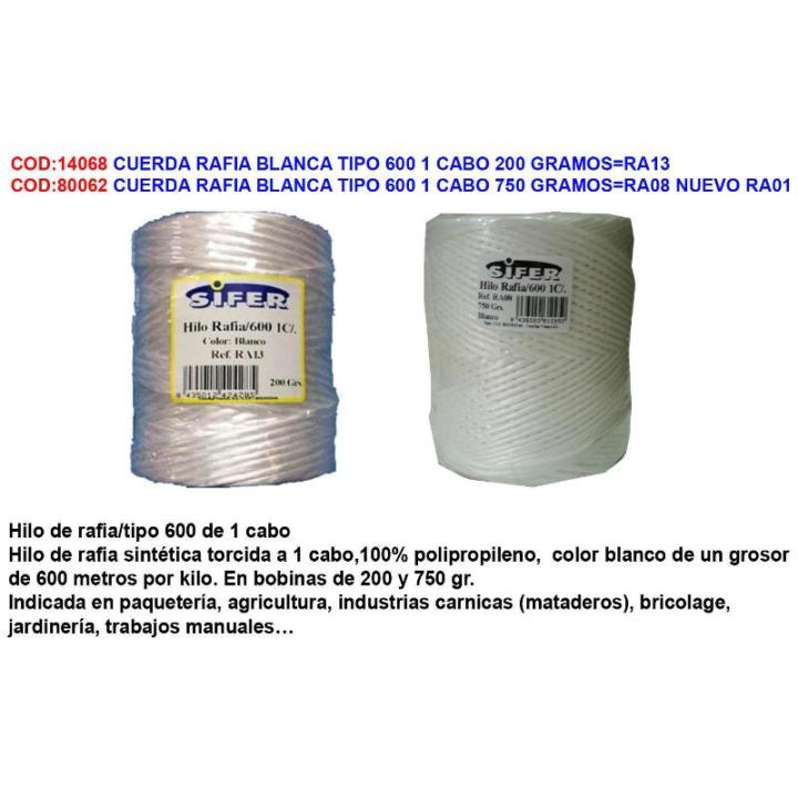 Cuerda rafia blanca tipo 600 1 cabo 200 gramos ra13 | Miravia