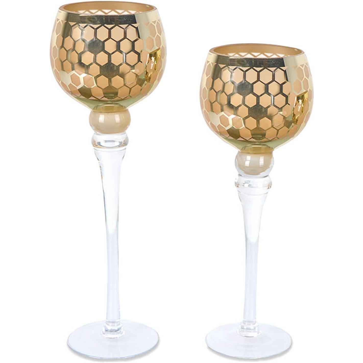 Juego de 2 copas candelero 10*36 y 10*40 panal rosa dorado Material ...