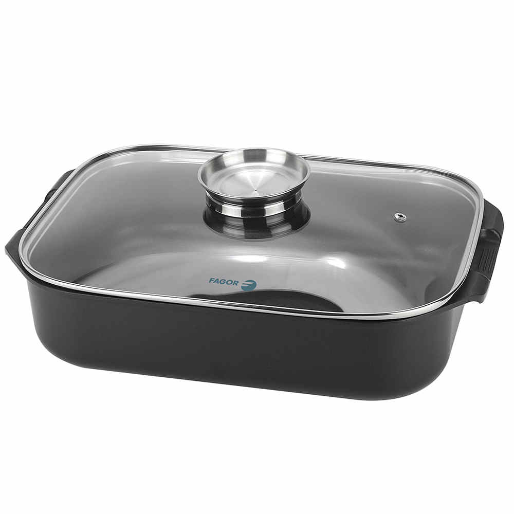 FAGOR ® NewAge, rustidera / Asador rectangular 40 x 25 cm, cuerpo fabricado en aluminio fundido ...