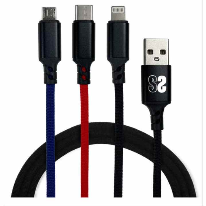 CABLE SUBBLIM PREMIUM 3IN1 (MICRO USB+TYPE C+LIGHTING) | Miravia