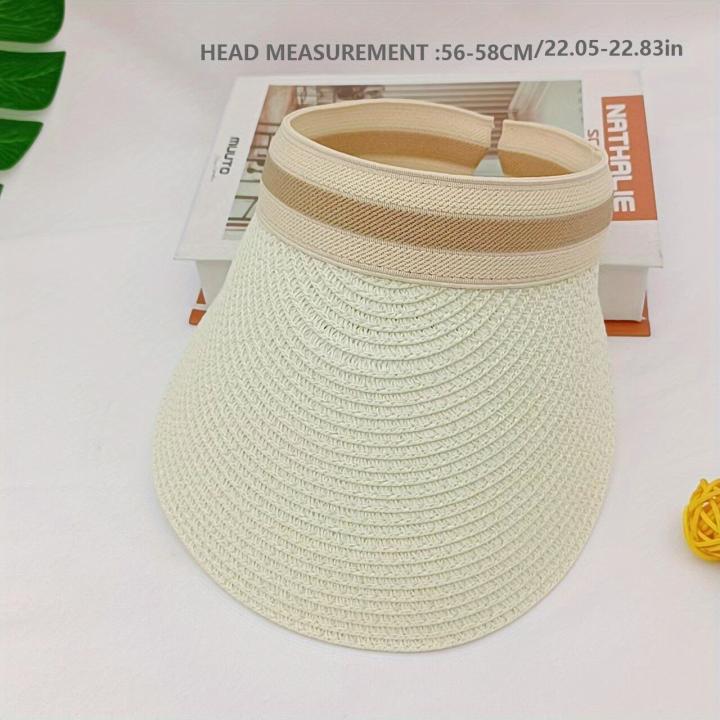 Visera plegable de paja para mujer, visera con ala ancha para ...