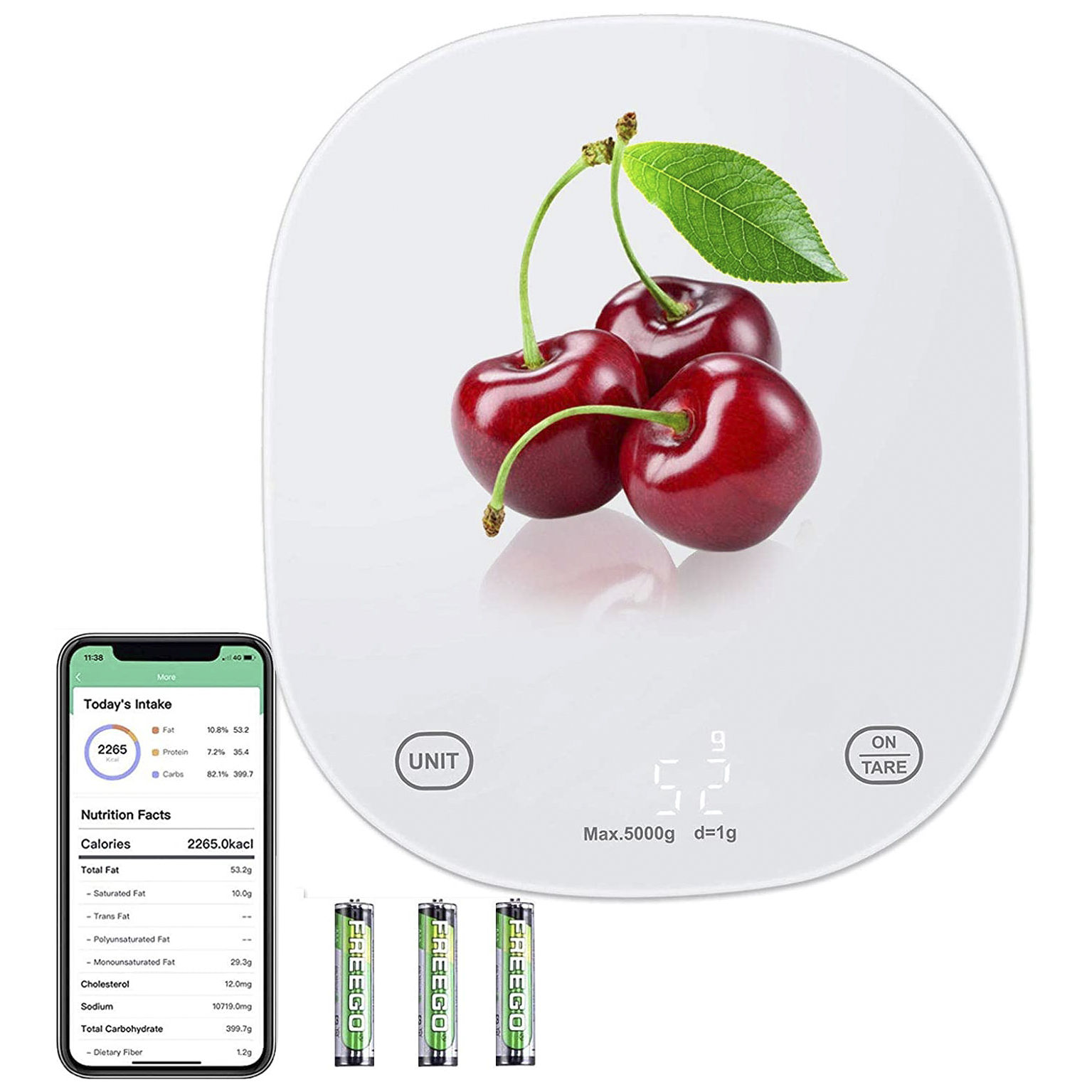 Báscula de Cocina Blanco, 5kg/11 Lbs Balanza Alimentos con Superficie ...