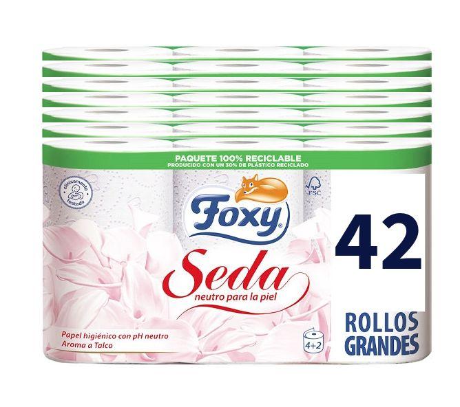 FOXY Seda 42 rollos, 3 capas, papel higiénico (7 pack x 6 rollos), PH neutro | Miravia