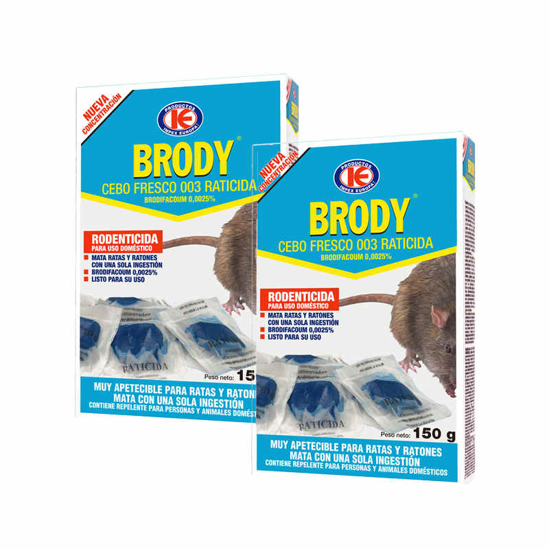 Raticida BRODY-Ratibrom - CEBO FRESCO 150 gr -PACK AHORRO LOTE 2 UND ...