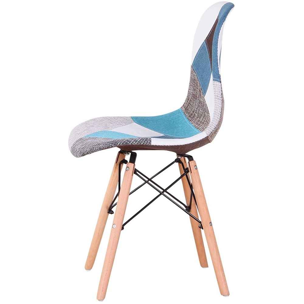 Juego 2 sillas Fantasy en tejido Patchwork AZUL 48x54x85cm con patas de madera | Miravia