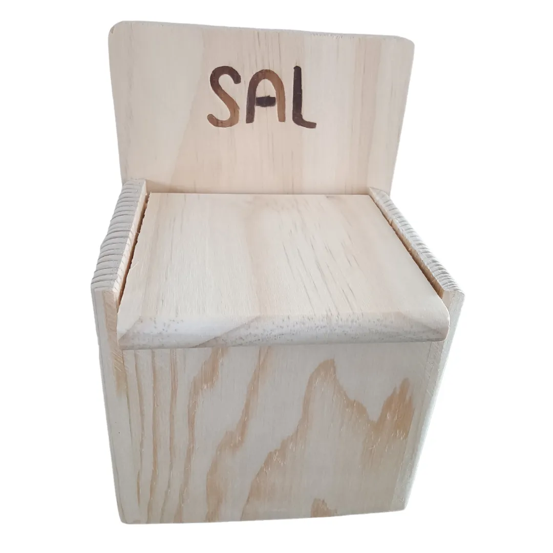 SALERO CUADRADO ARTESANAL DE MADERA | Miravia