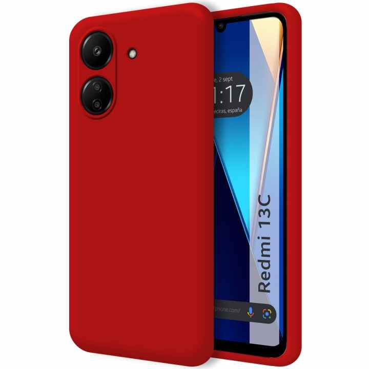 Funda Silicona Líquida Ultra Suave para Xiaomi Redmi 13C color Roja ...