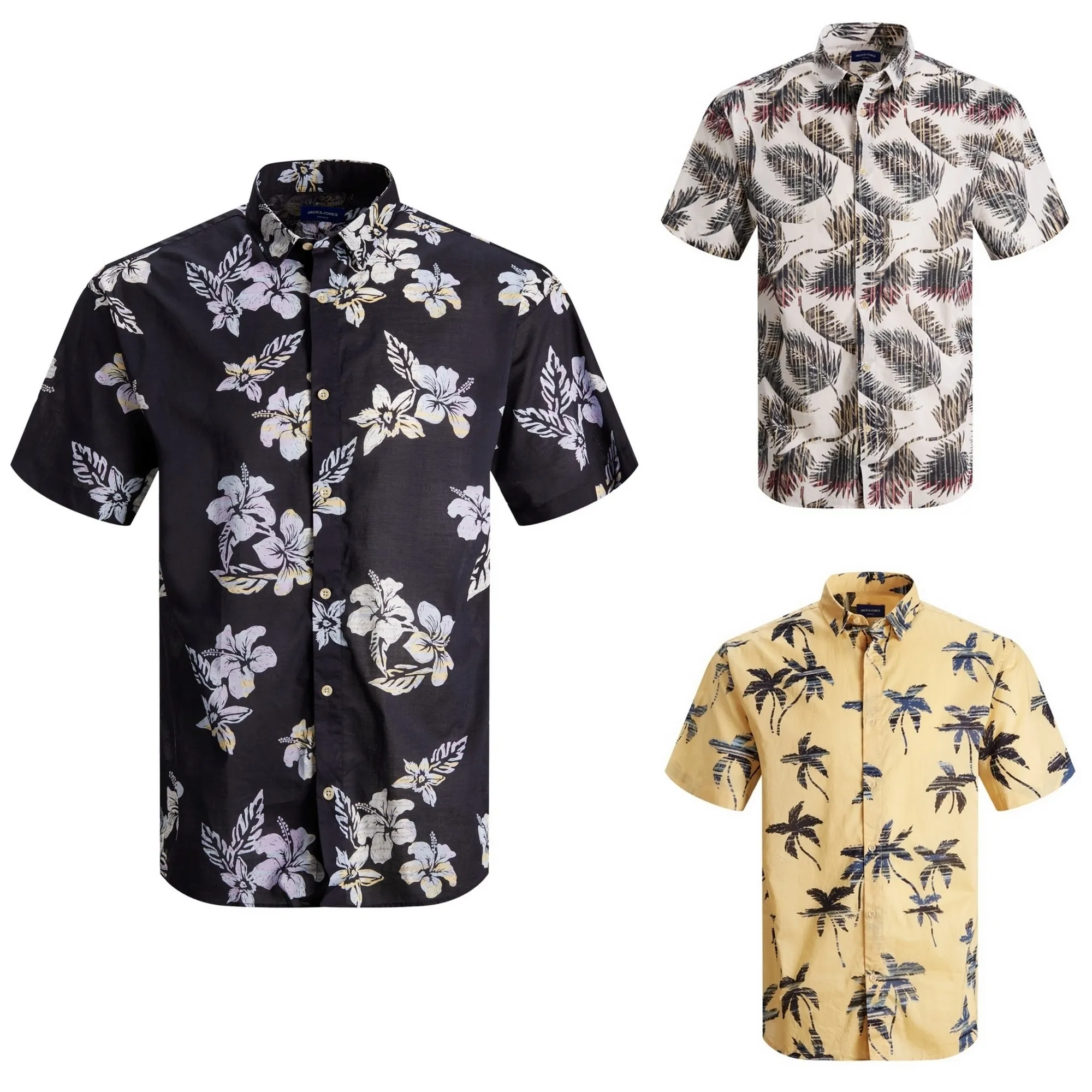 JACK&JONES Hombre Camisa Larga Corta Vestir Casual estampados 24159 ...