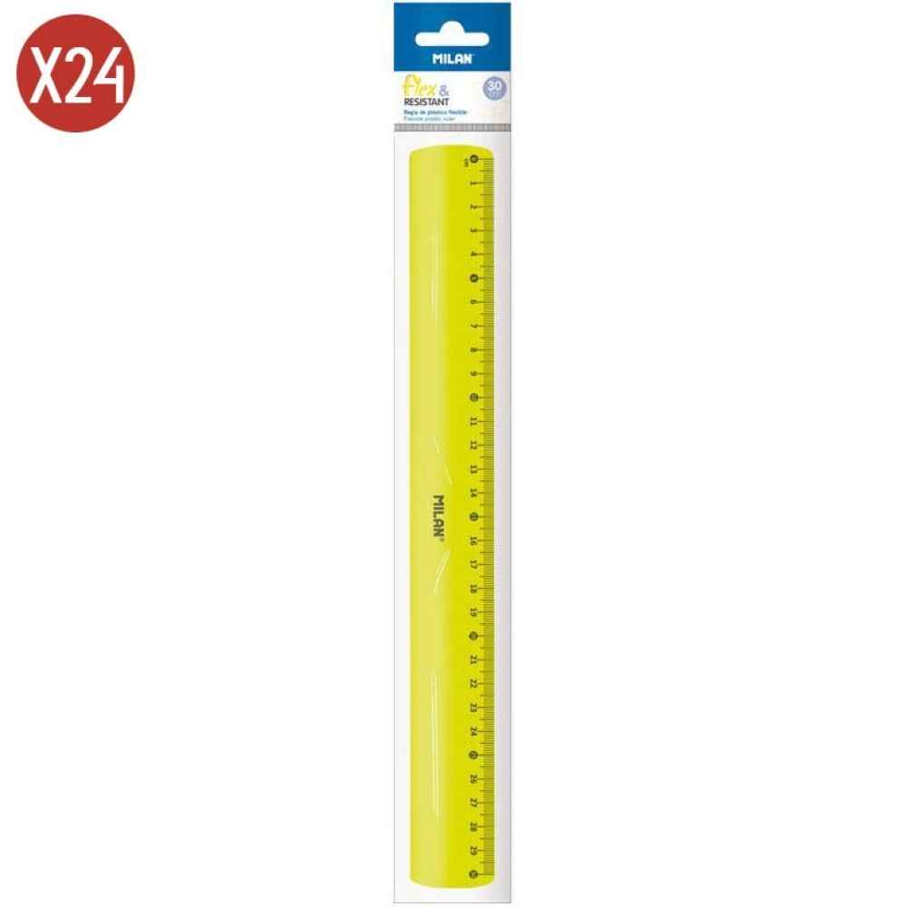 Pack 24 Regla Flexible amarillo 30 cm Milán | Miravia