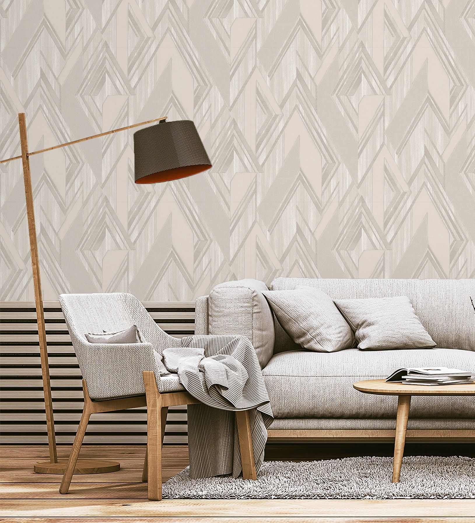 Papel pintado vinílico lavable de rombos modernos con textura en ...