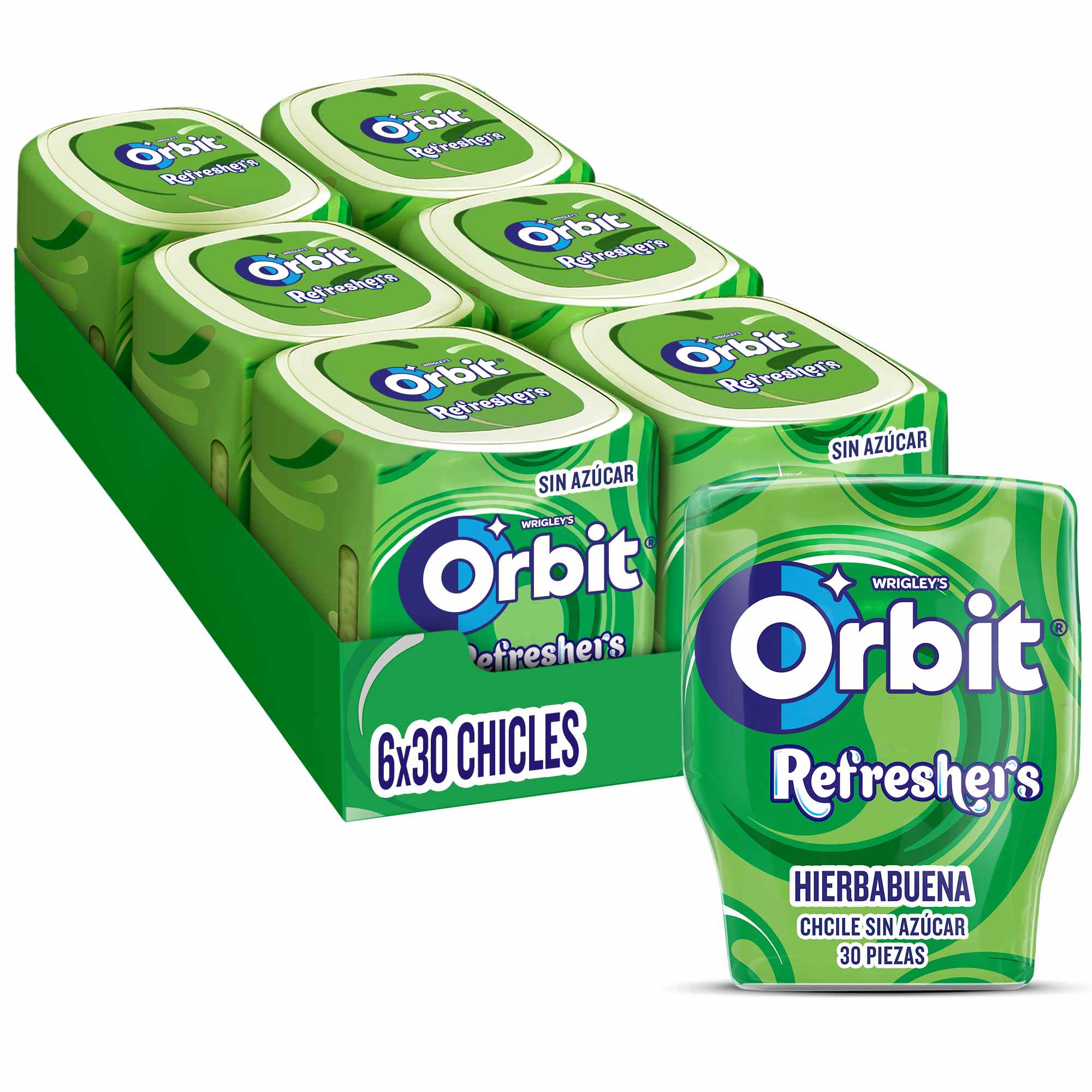 Orbit Refreshers, Bote de Chicles Sin Azúcar Sabor Hierbabuena que ...