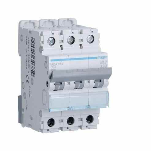 HAGER MCA363 | Automático magnetotérmico M curva-C 6kA 3P 63A | Miravia